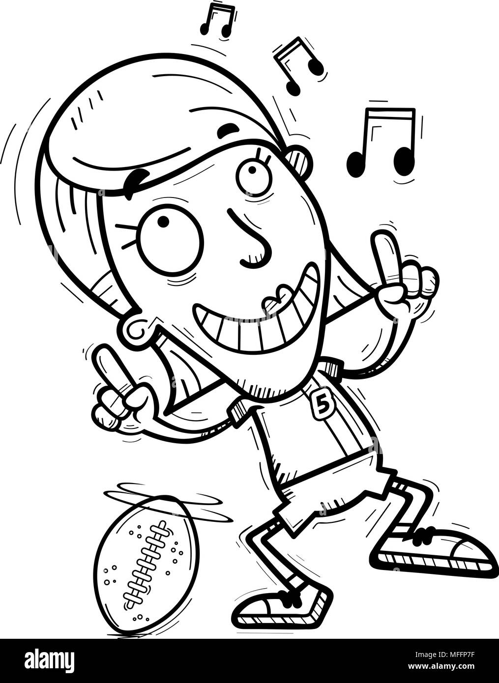 A cartoon illustration of a woman football player dancing Stock Vector ...