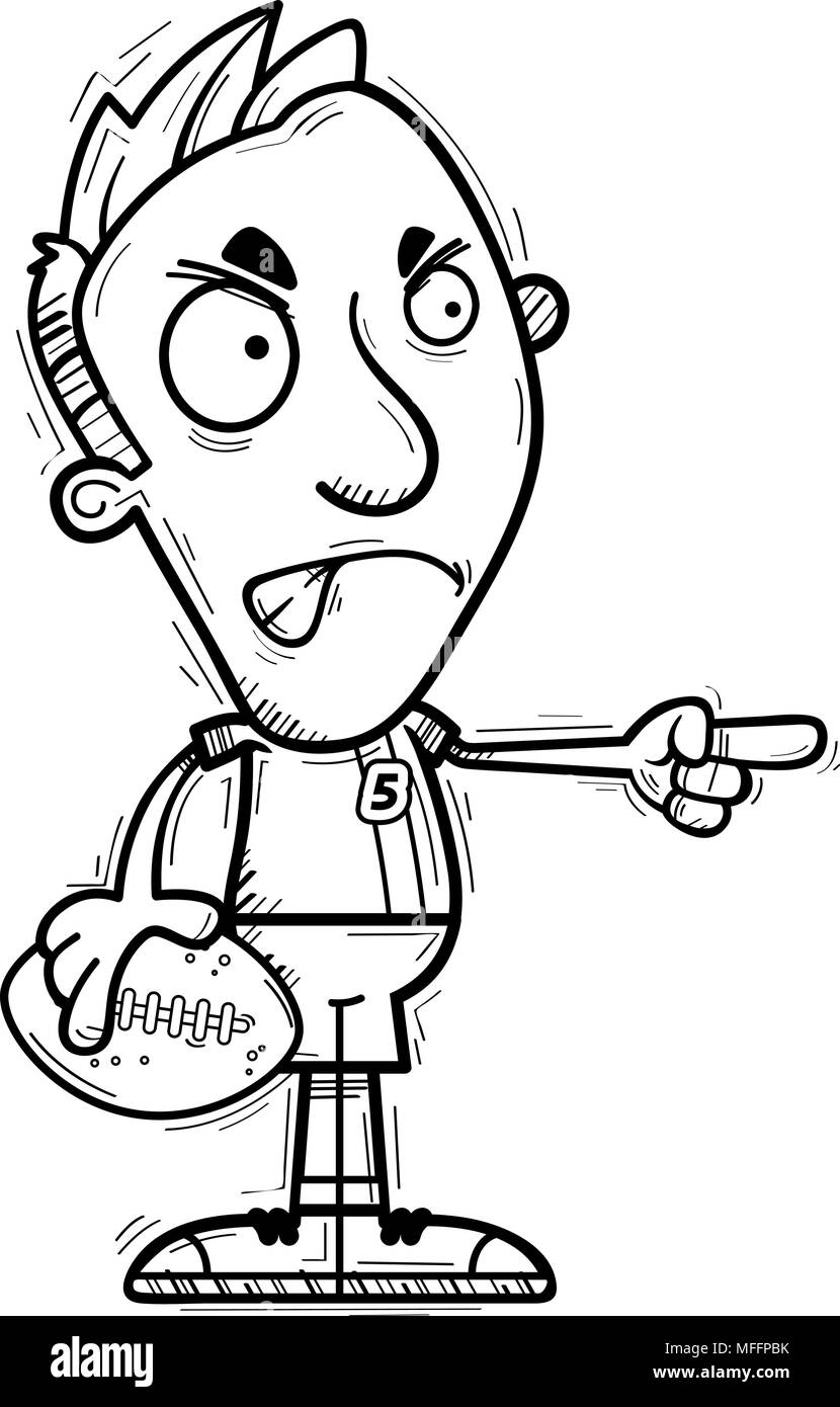 A cartoon illustration of a man football player looking angry and ...