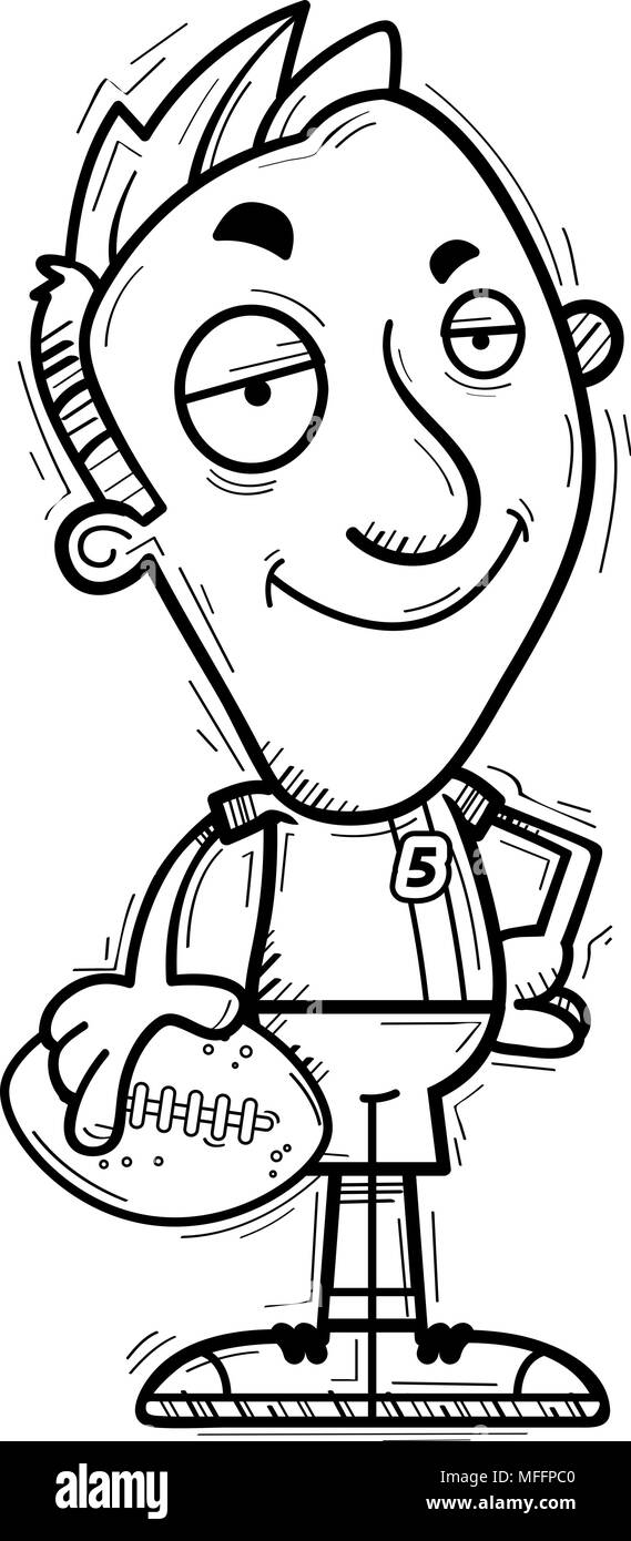 A cartoon illustration of a man football player looking confident Stock ...