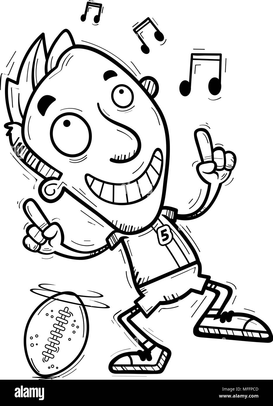 A cartoon illustration of a man football player dancing Stock Vector ...