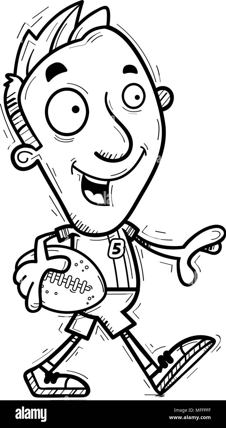 A cartoon illustration of a man football player walking Stock Vector ...