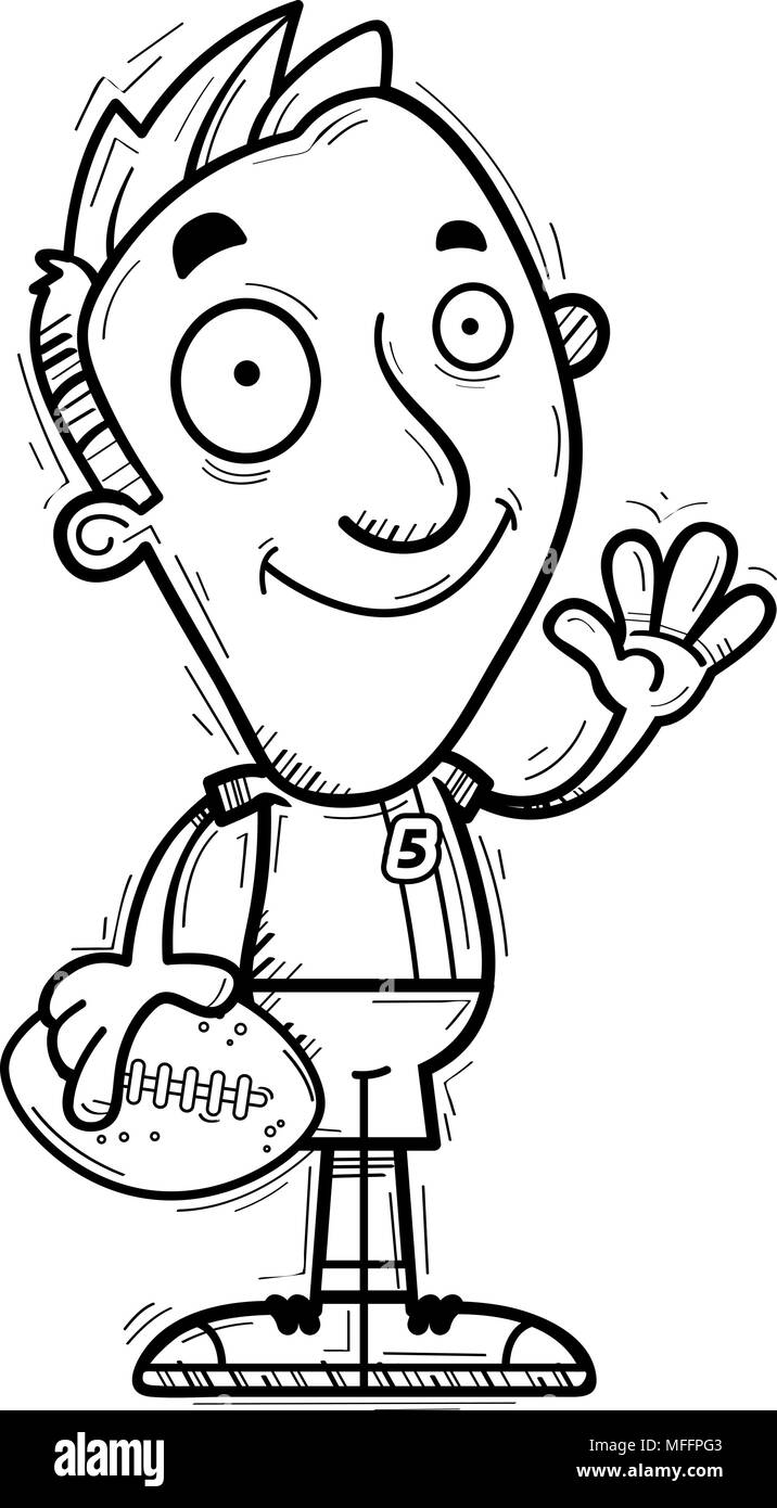 A cartoon illustration of a man football player waving Stock Vector ...