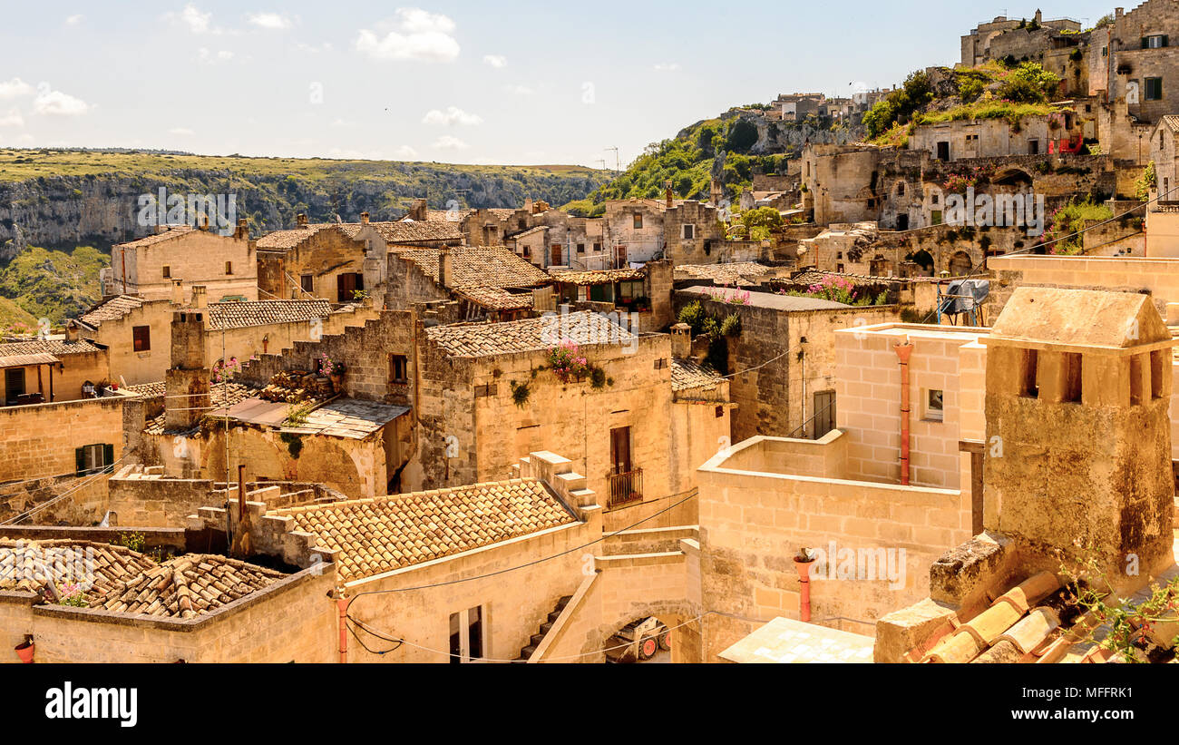 Houses in Matera, Puglia, Italy. The Sassi and the Park of the ...