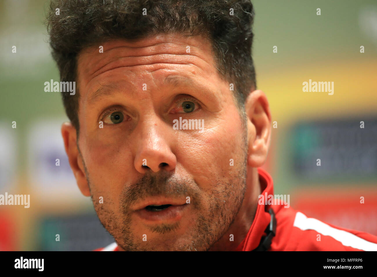Atletico Madrid manager Diego Simeone during the press conference at ...
