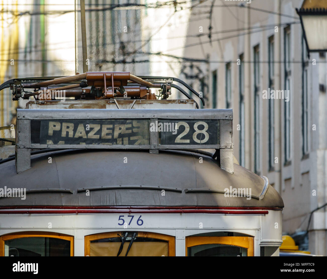 The top of the famous 28 tram line in Lisbon Stock Photo - Alamy