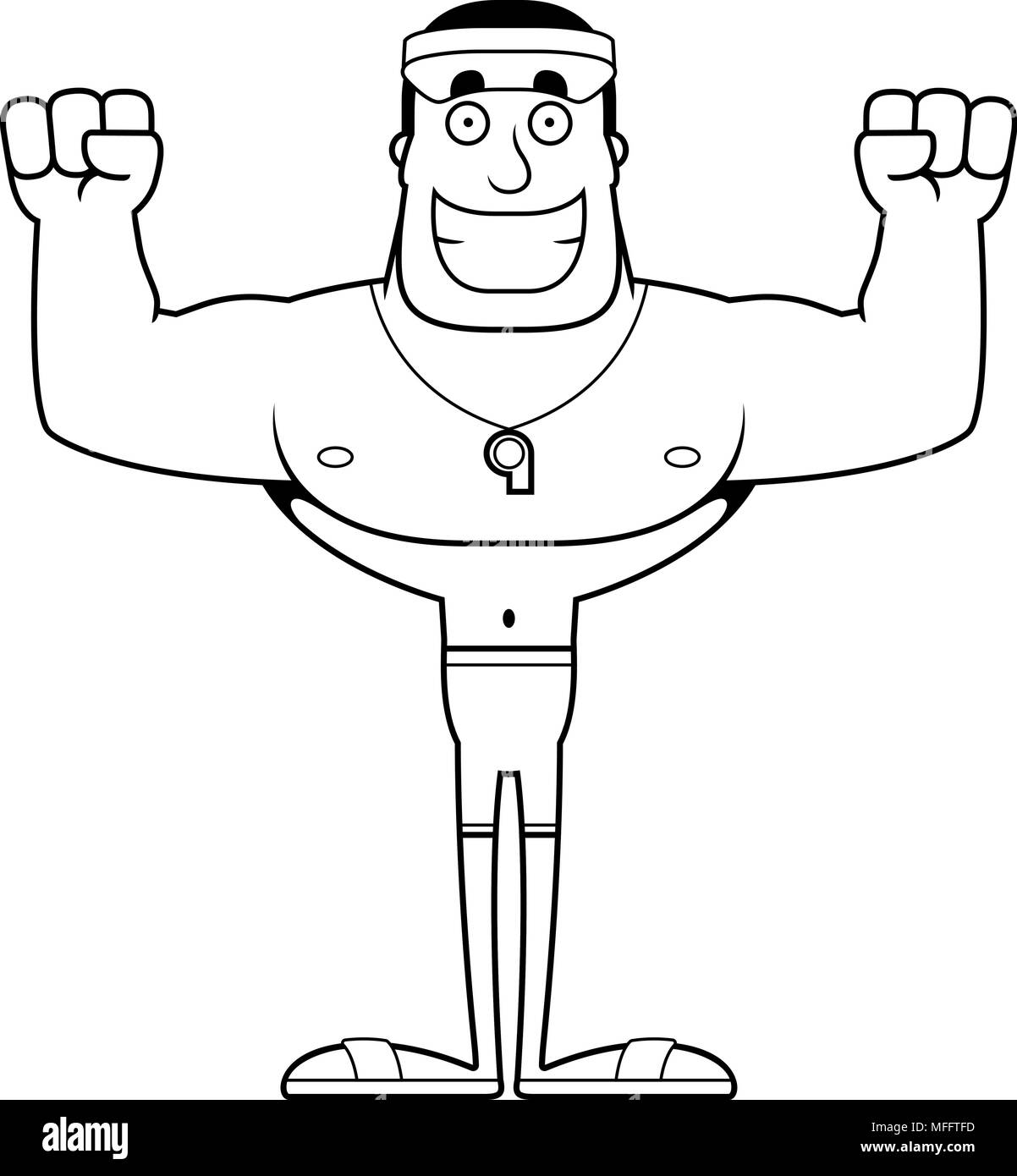 Happy cartoon lifeguard Black and White Stock Photos & Images - Alamy