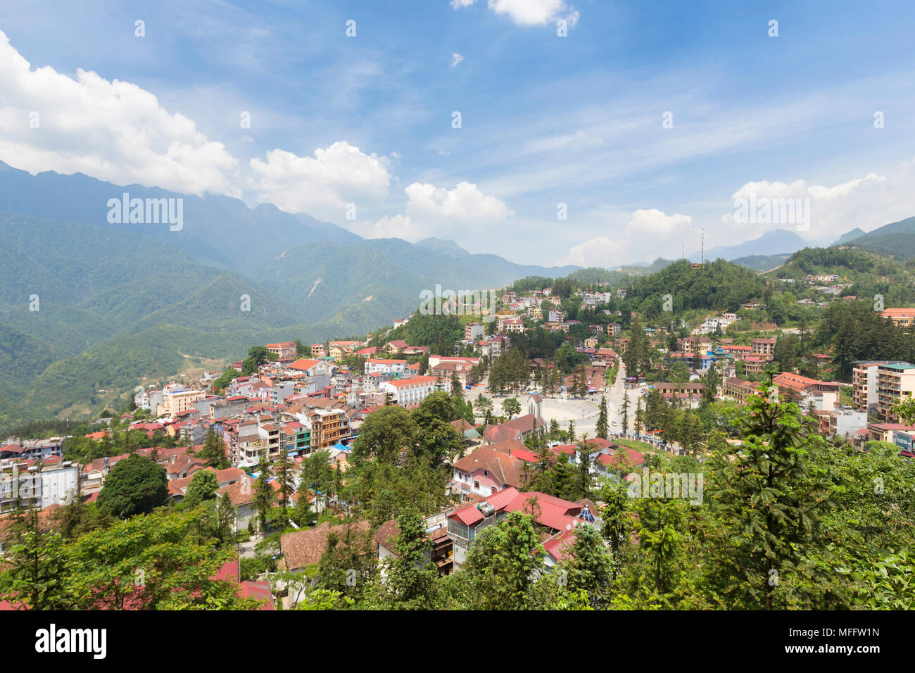 View of Sapa city from Hamrong park, Sapa, Vietnam Stock Photo - Alamy