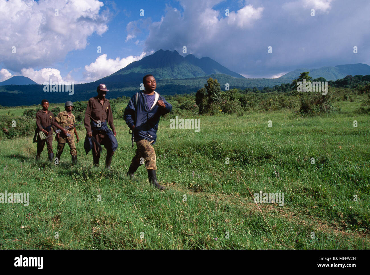 FOUR GUARDS ON PATROL Virunga National Park, Democratic Republic of ...