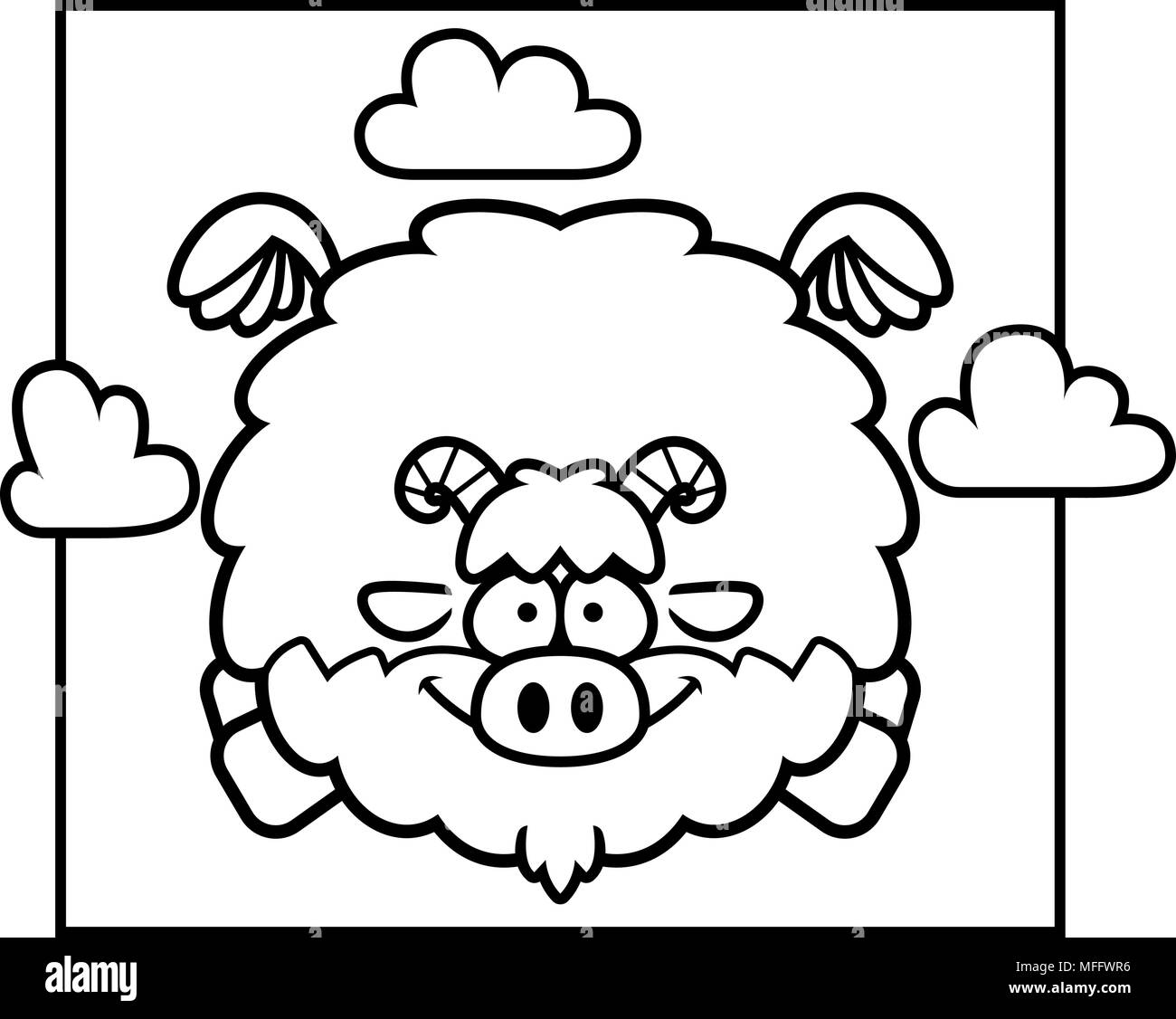 A cartoon illustration of a goat flying in the sky Stock Vector Image ...