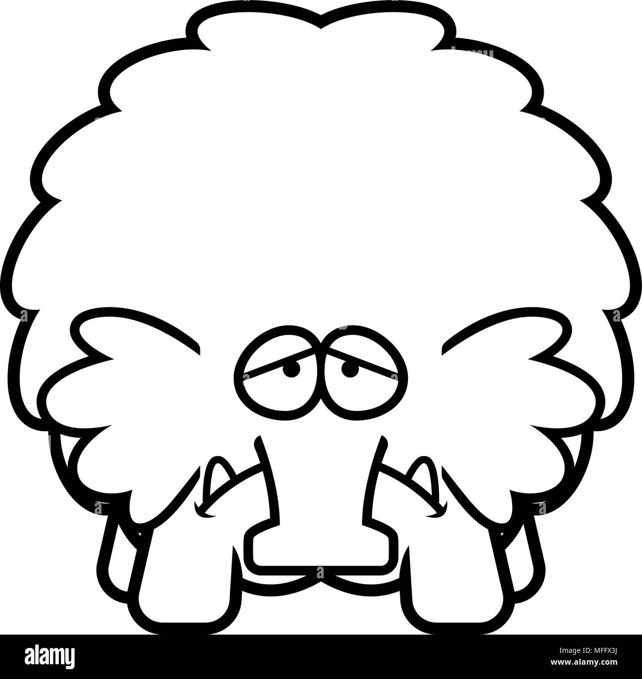 A cartoon illustration of a woolly mammoth looking sad Stock Vector ...