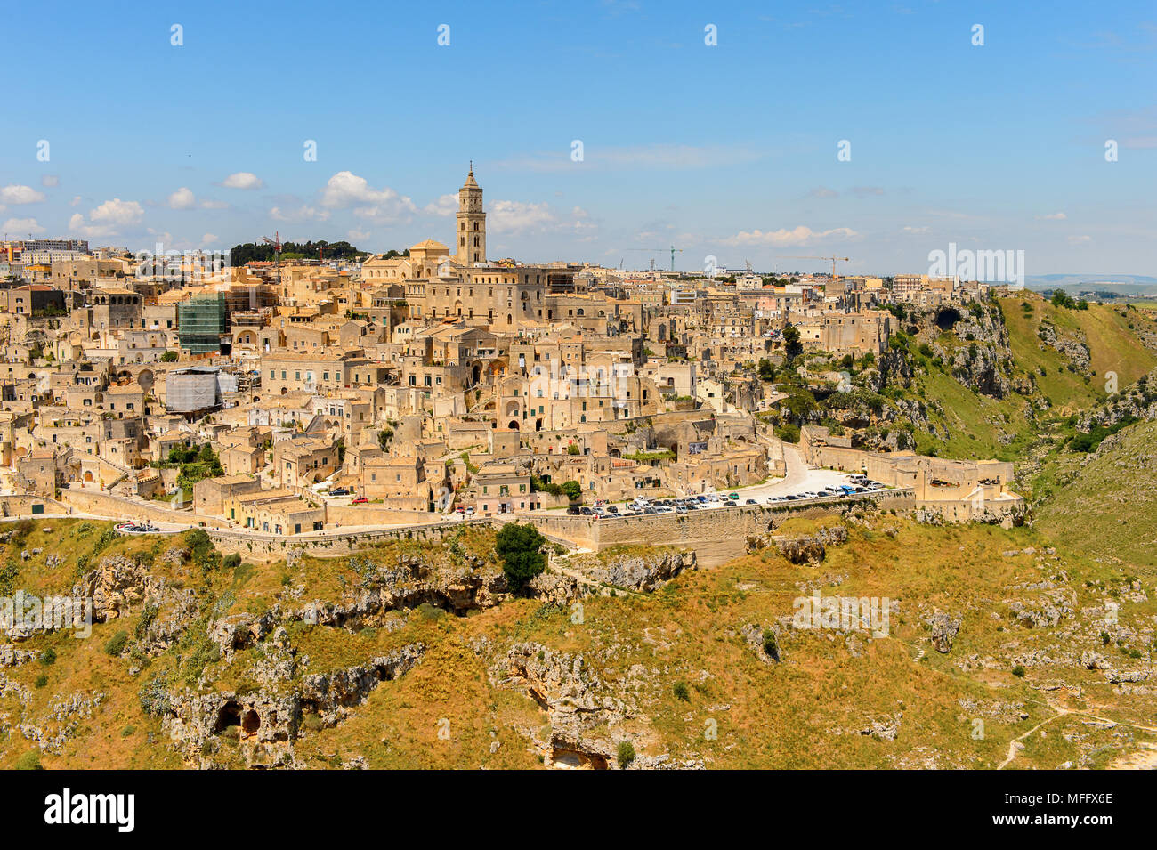 Panoramic view of Matera, Puglia, Italy. The Sassi and the Park of the ...