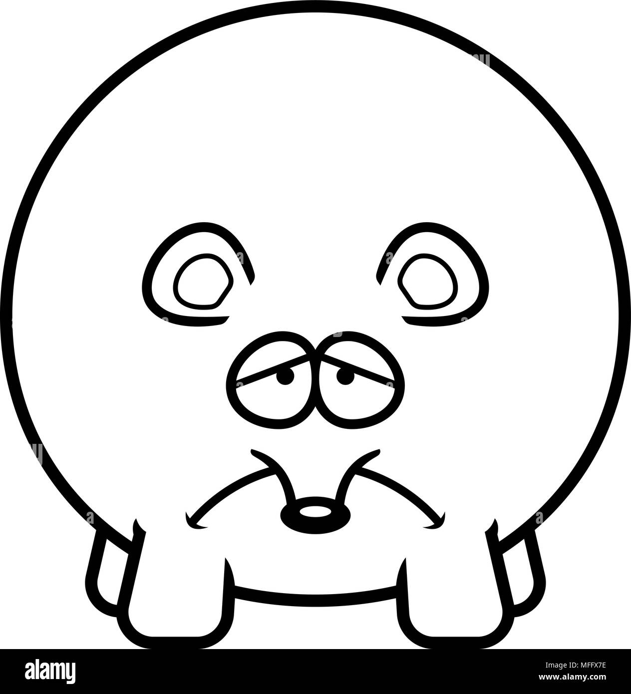 Cartoon illustration mouse looking depressed Black and White Stock ...