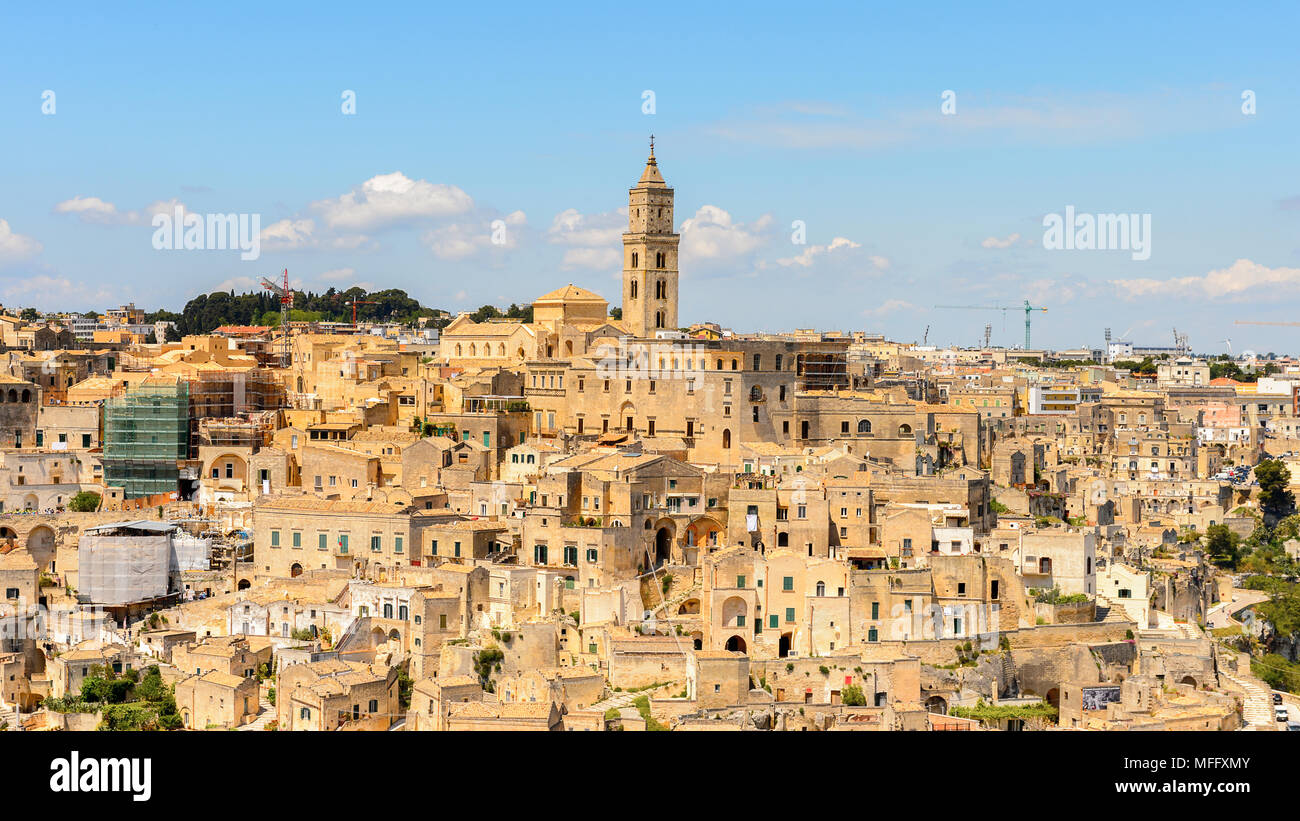 Panoramic view of Matera, Puglia, Italy. The Sassi and the Park of the ...