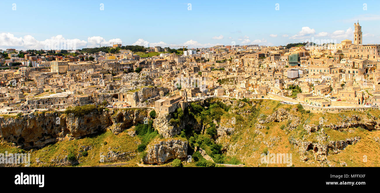 Panoramic view of Matera, Puglia, Italy. The Sassi and the Park of the ...