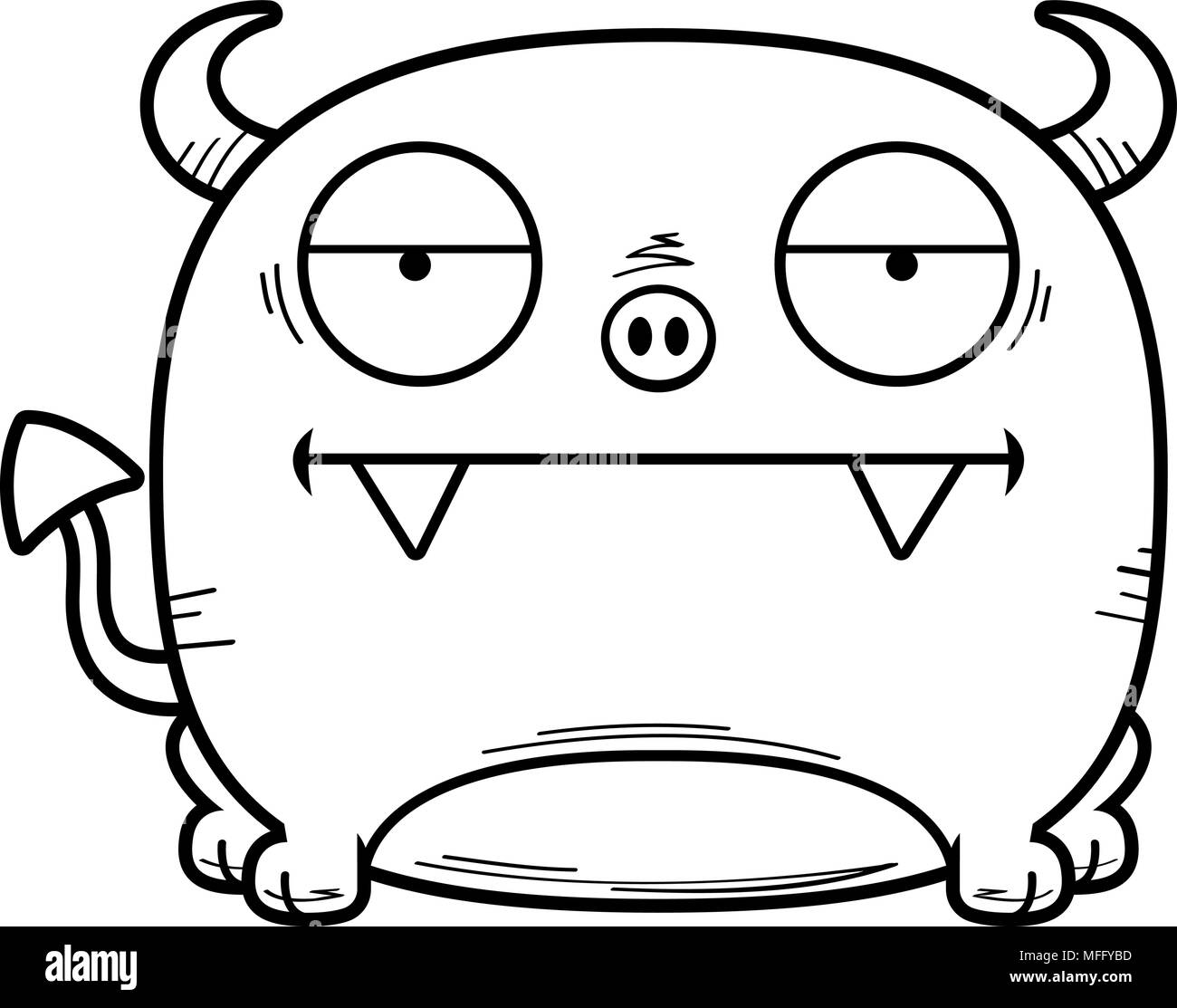 A cartoon illustration of a little devil looking calm Stock Vector ...