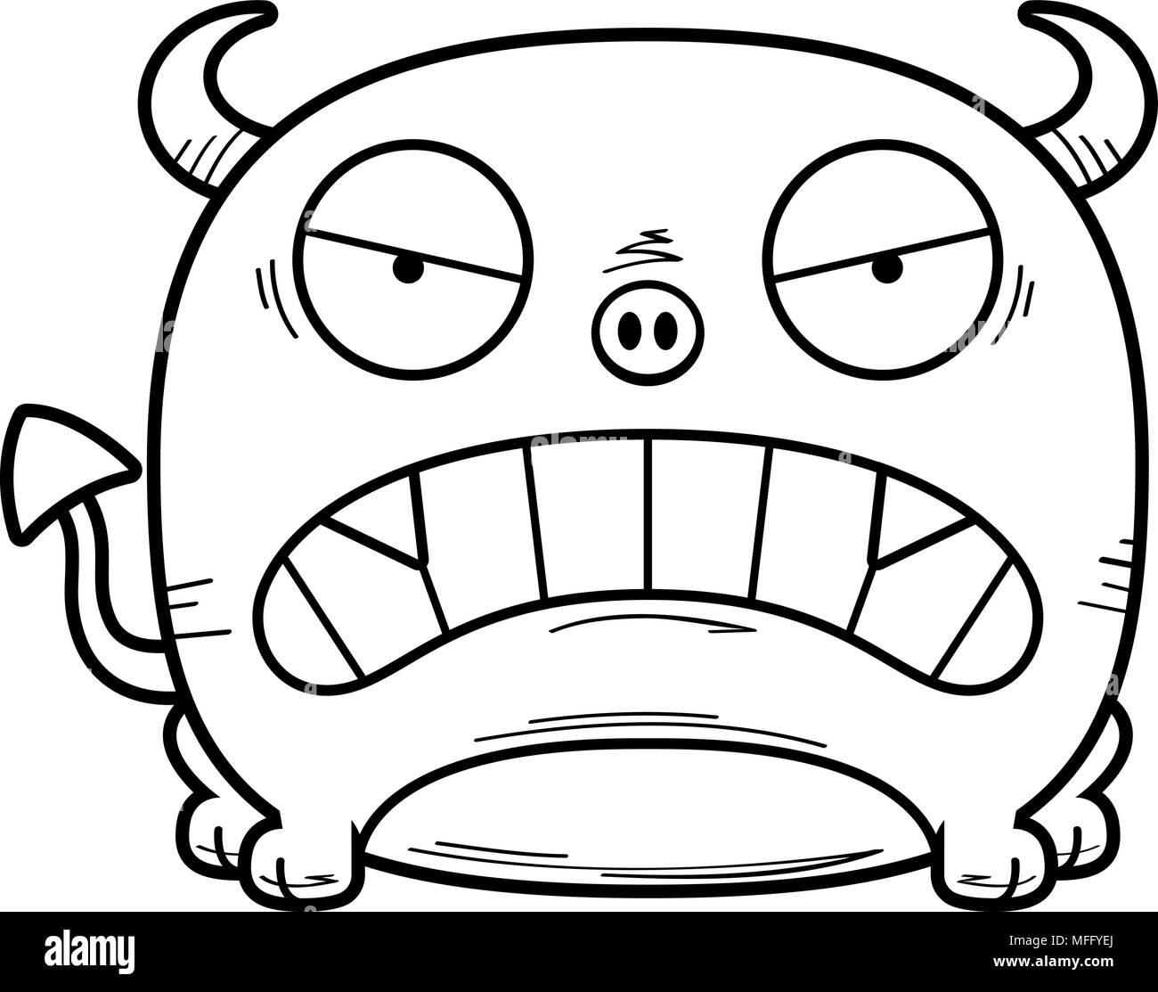 A cartoon illustration of a little devil looking mad Stock Vector Image ...