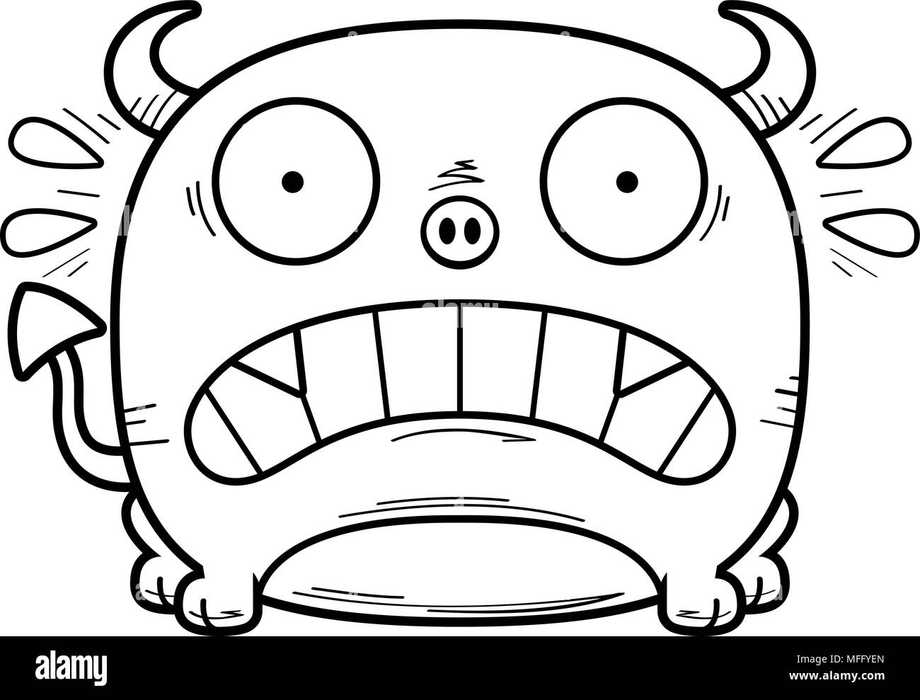 A cartoon illustration of a little devil looking terrified Stock Vector ...