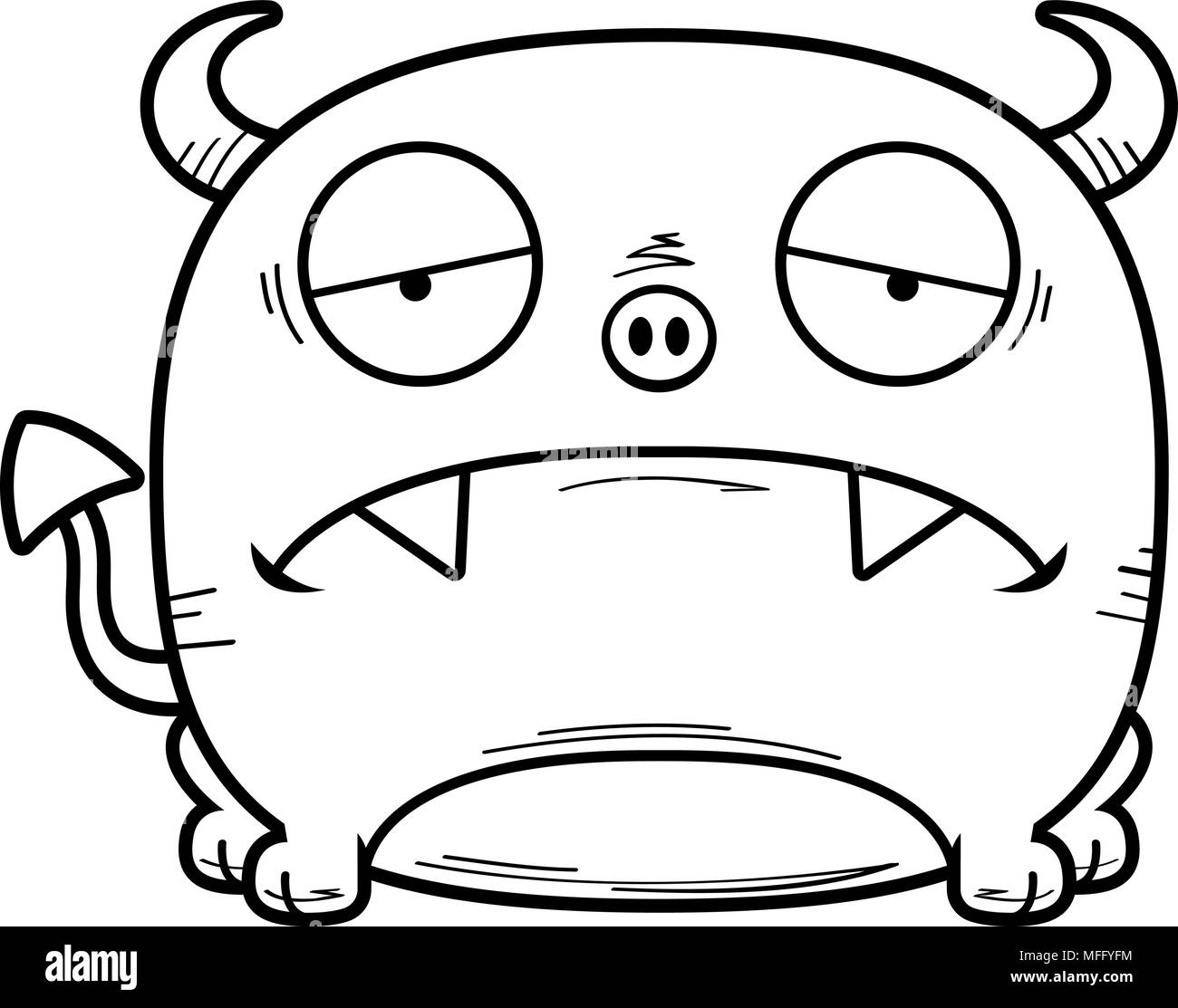 A cartoon illustration of a little devil looking sad Stock Vector Image ...