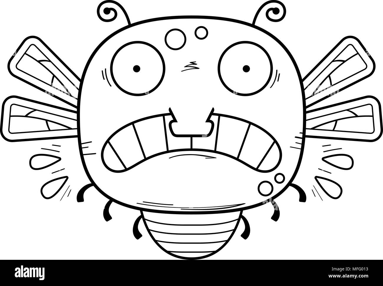 A cartoon illustration of a dragonfly looking scared Stock Vector Image ...