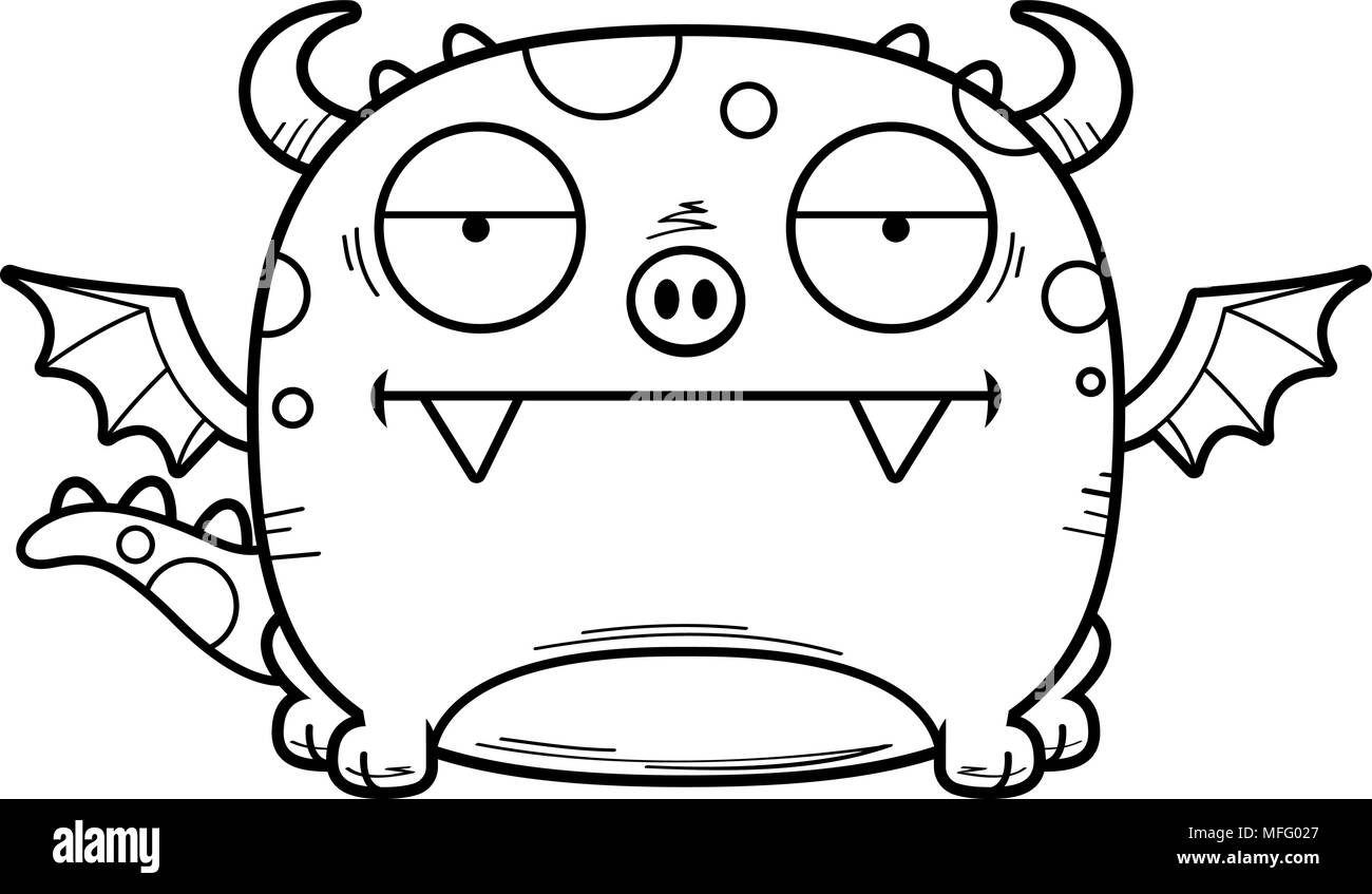 A cartoon illustration of a dragon looking bored Stock Vector Image ...