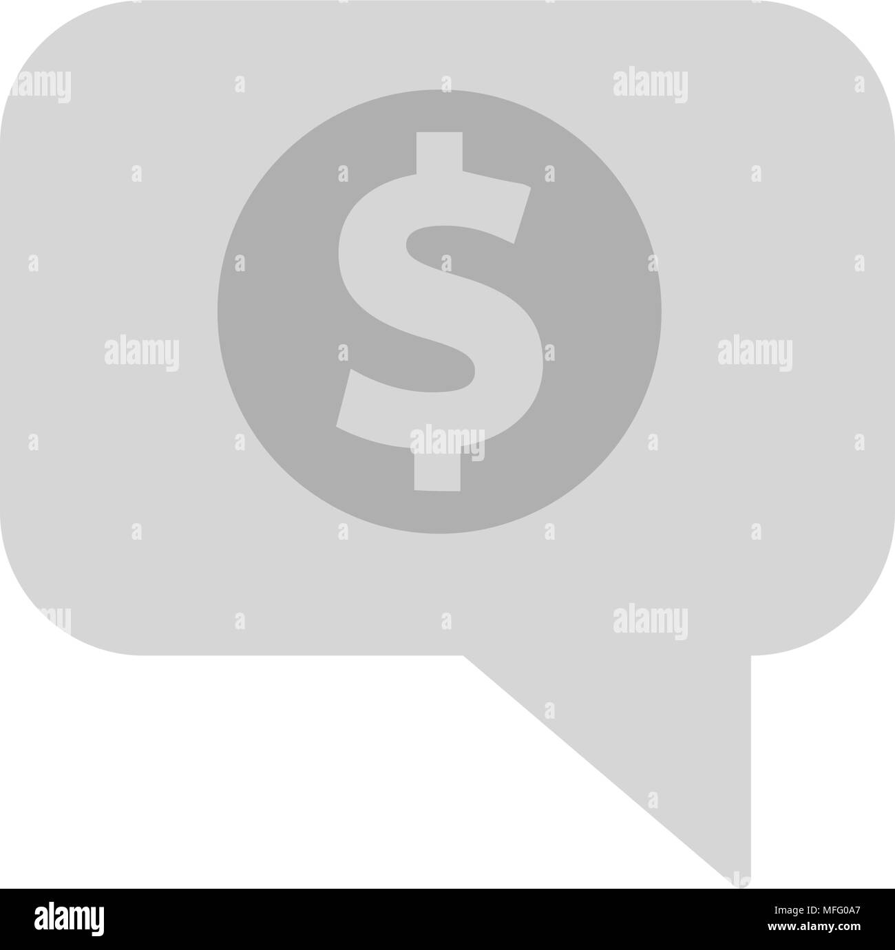 Chat bubble with dollar sign, vector icon isolated on white background ...