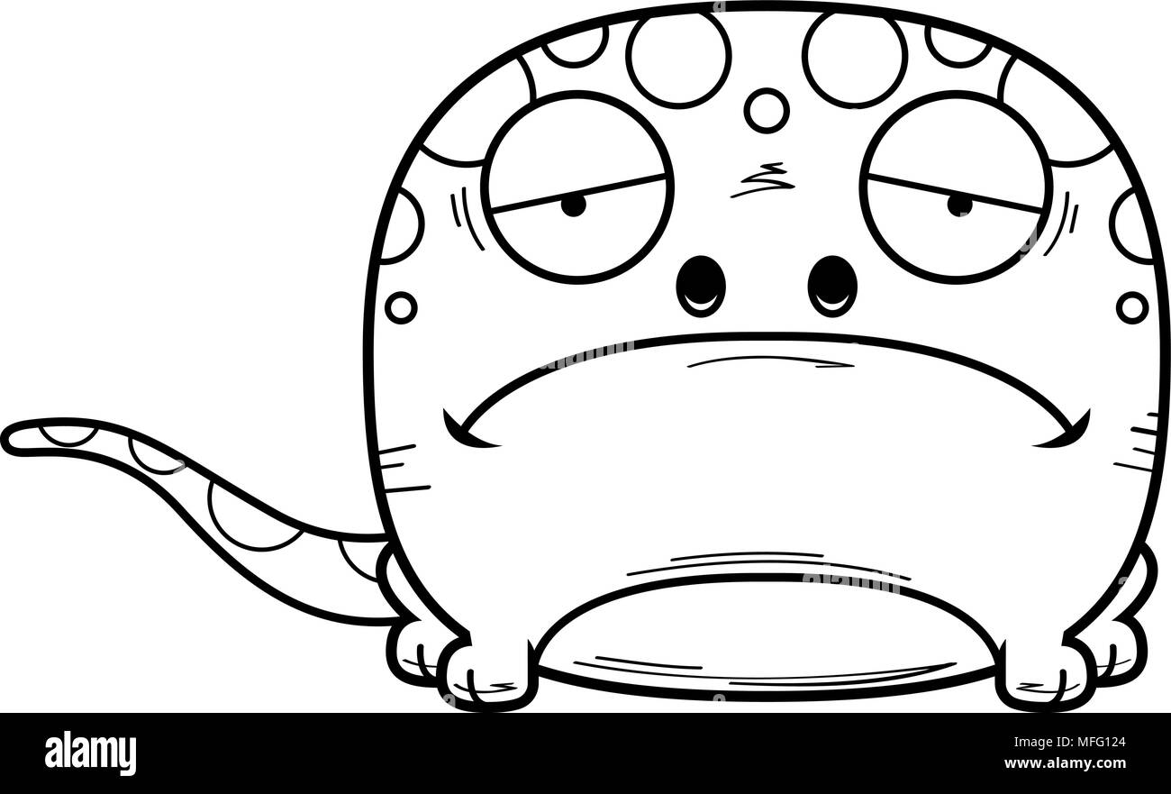 A cartoon illustration of a gecko with a sad expression Stock Vector ...