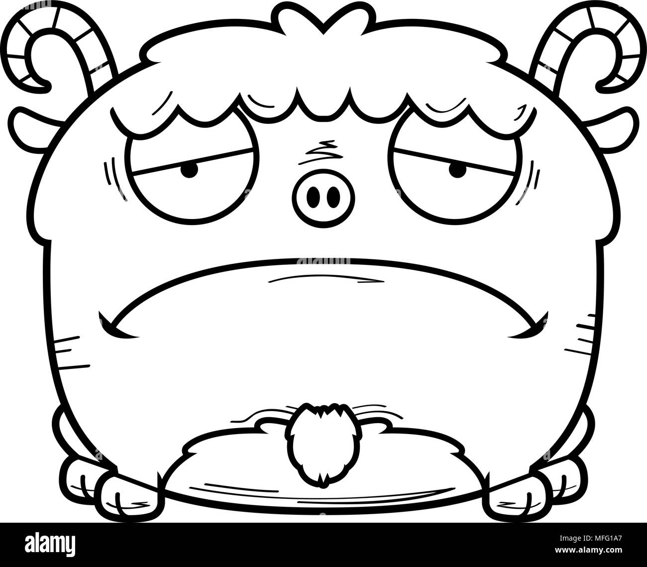 A cartoon illustration of a little goat looking sad Stock Vector Image ...