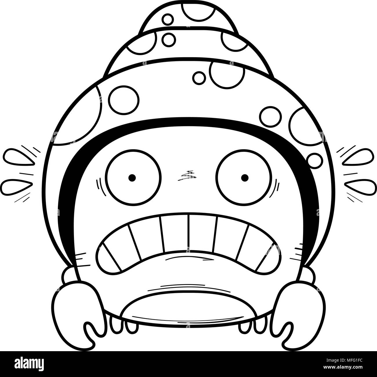 A cartoon illustration of a hermit crab looking scared Stock Vector ...