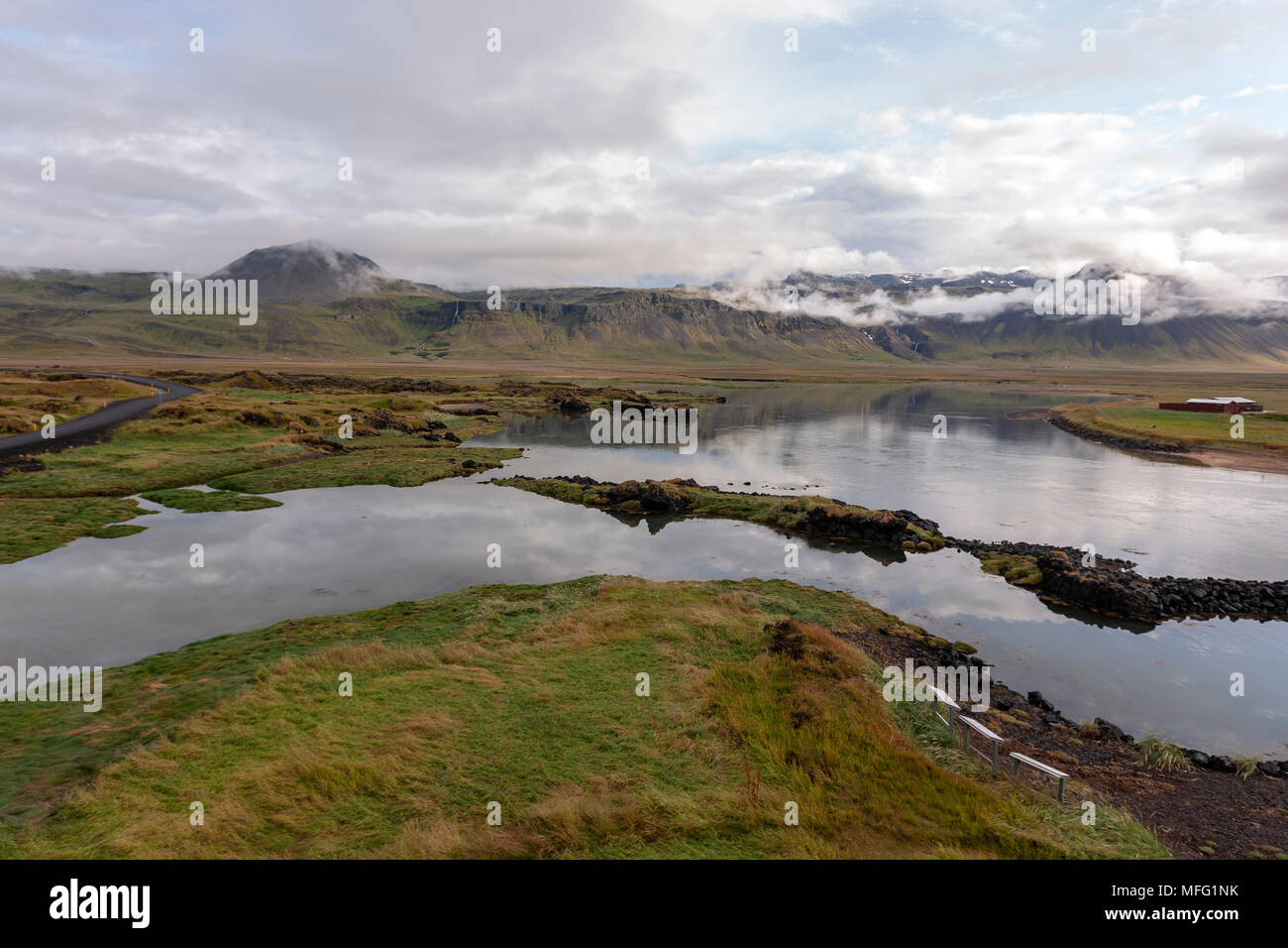 Mountains view from Hotel Budir, Snaefellsnes Peninsula, West Icelandv ...