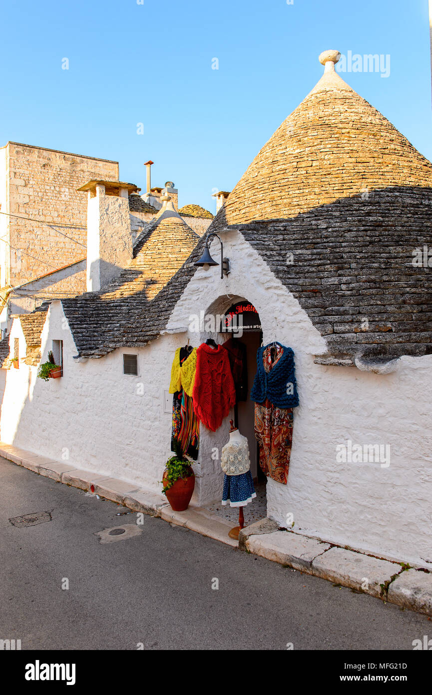 Alberobello, a small town in Apulia, Italy. Famous for its unique ...