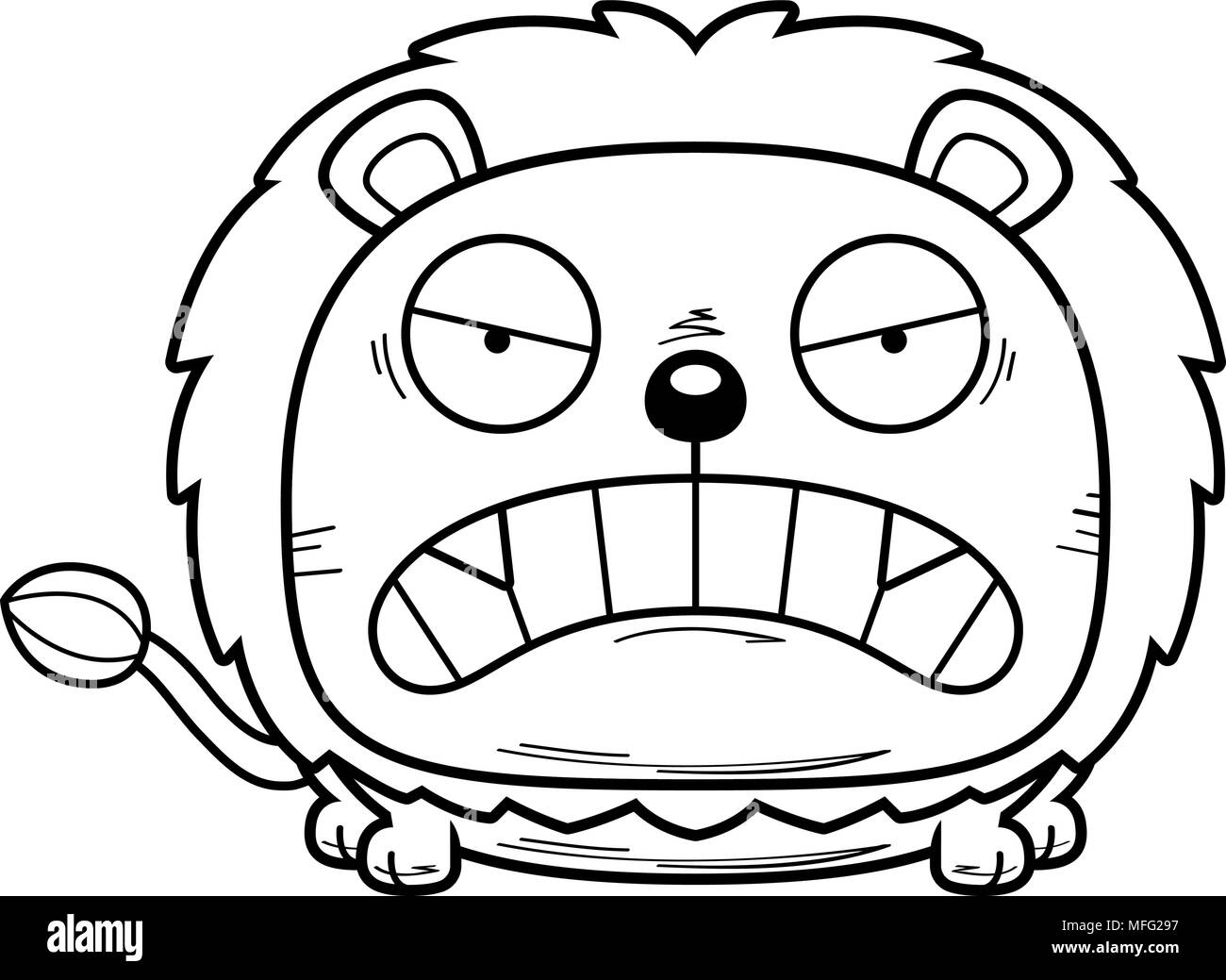 A cartoon illustration of a lion cub with an angry expression Stock ...