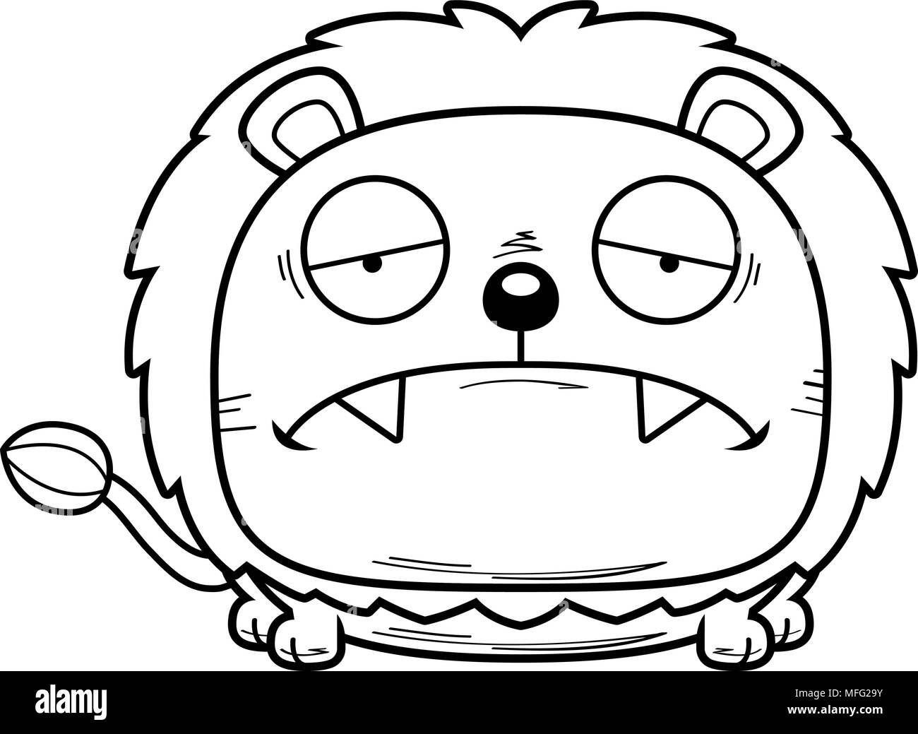 A cartoon illustration of a lion cub with a sad expression Stock Vector ...
