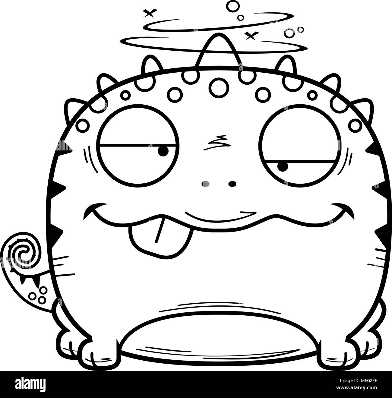 A cartoon illustration of a lizard looking intoxicated Stock Vector ...