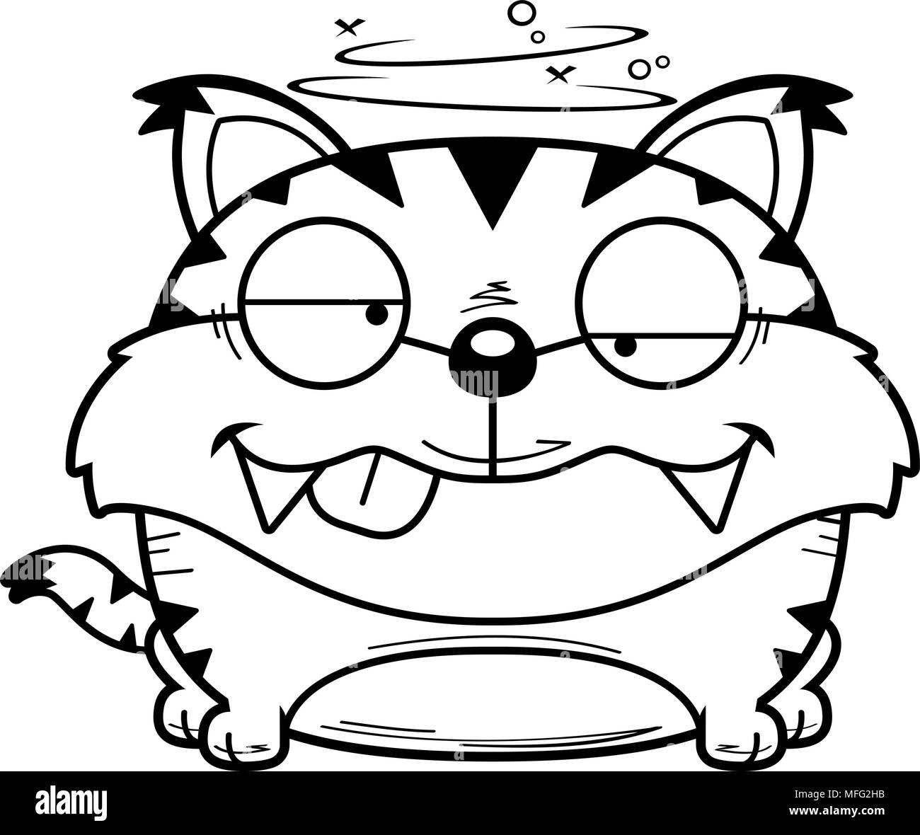 A cartoon illustration of a lynx cub with a goofy expression Stock ...