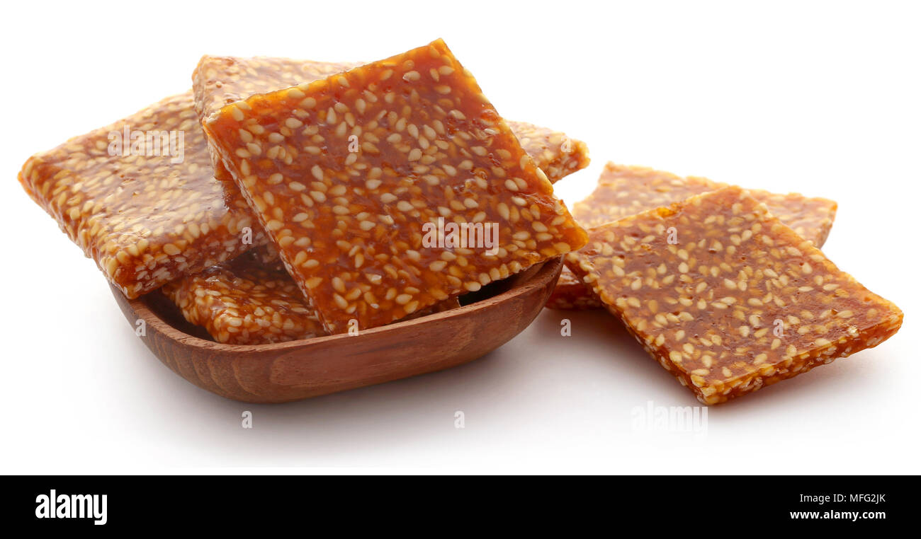 Sesame caramel candy very popular in Indian subcontinent Stock Photo ...