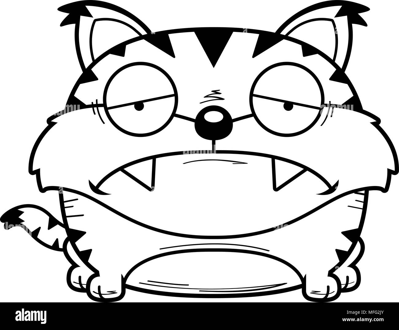 A cartoon illustration of a lynx cub with a sad expression Stock Vector ...