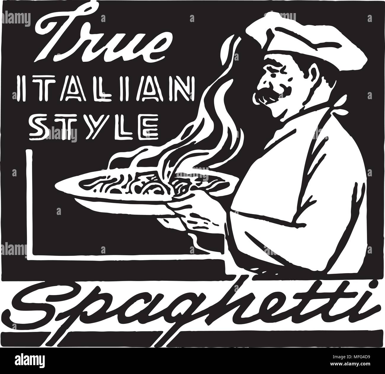 Italian Style Spaghetti - Retro Ad Art Banner Stock Vector Image & Art ...