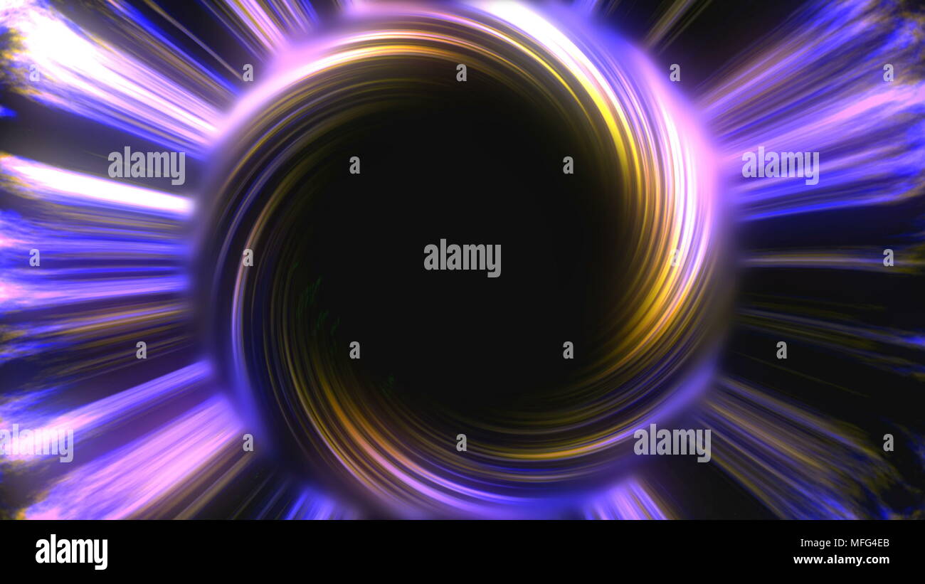 Big black hole in bright space, time warp, distortion of space, 3d ...