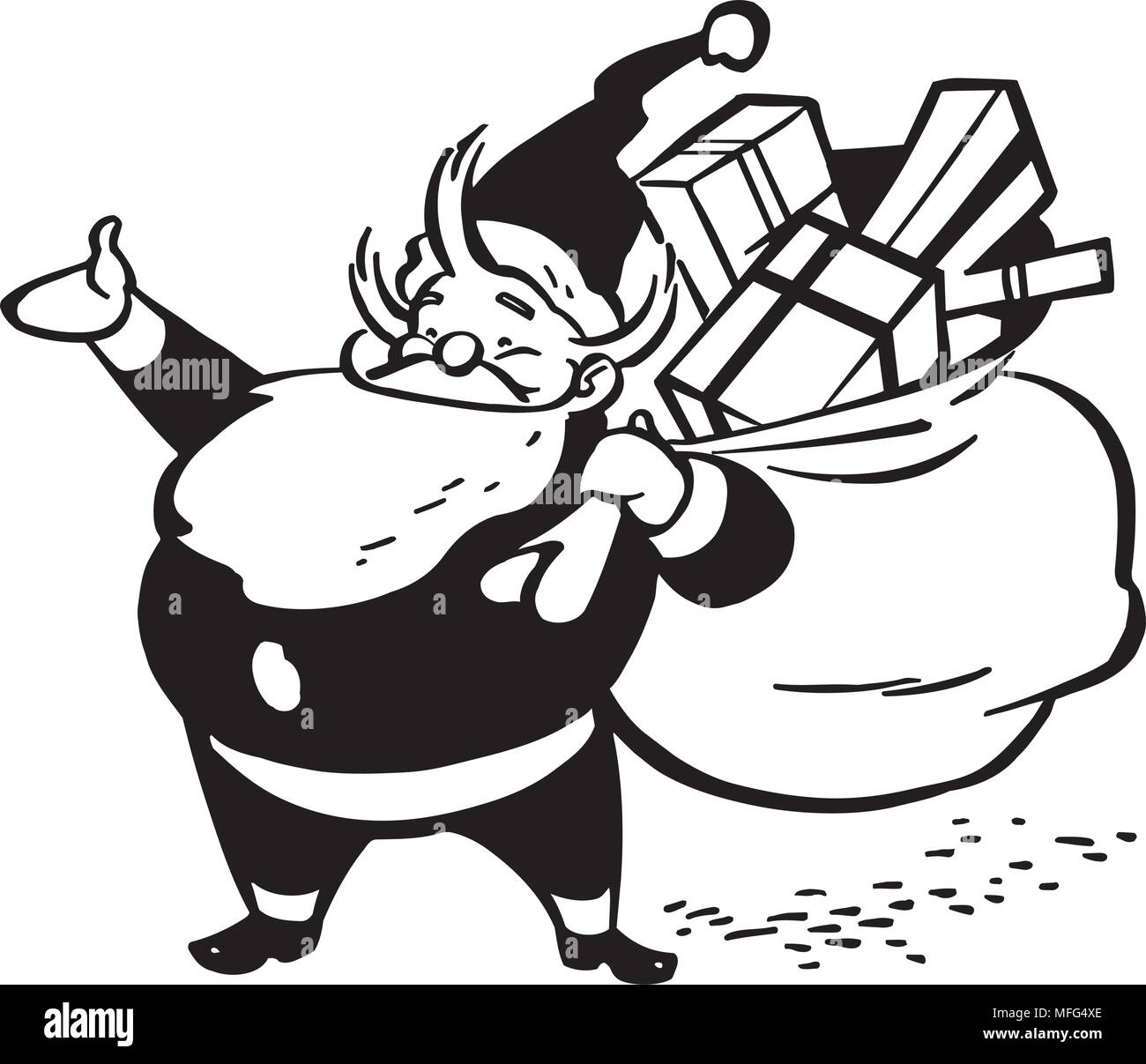 It's Santa! - Retro Clipart Illustration Stock Vector Image & Art - Alamy