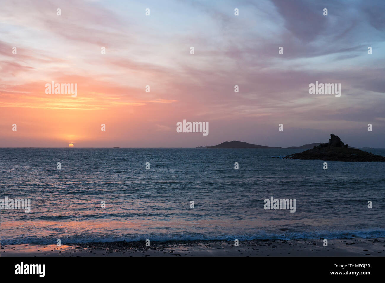 Sunset at Porthloo, St. Mary's, Isles of Scilly, UK Stock Photo - Alamy