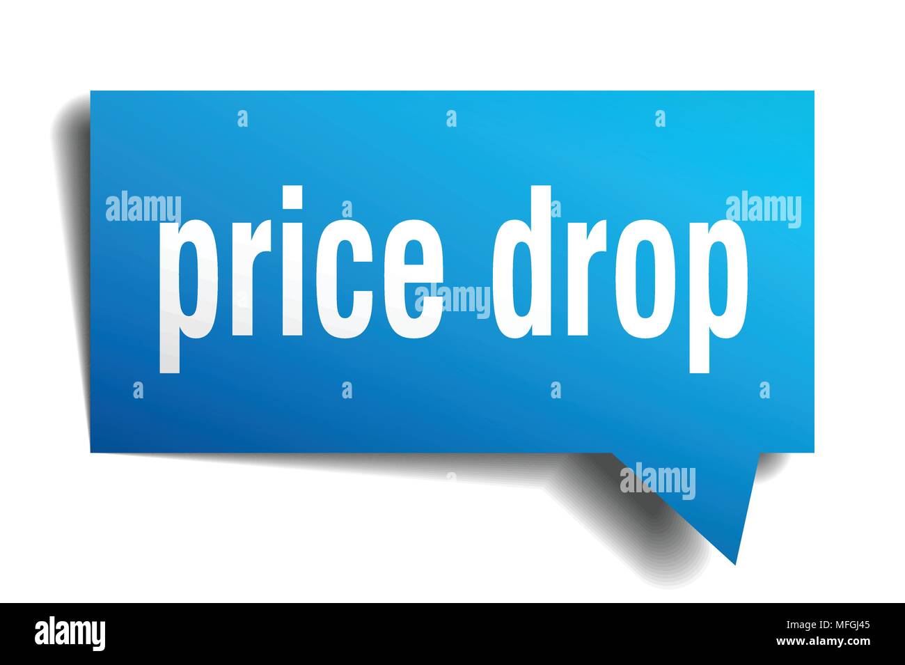 price drop blue 3d square isolated speech bubble Stock Vector Image ...