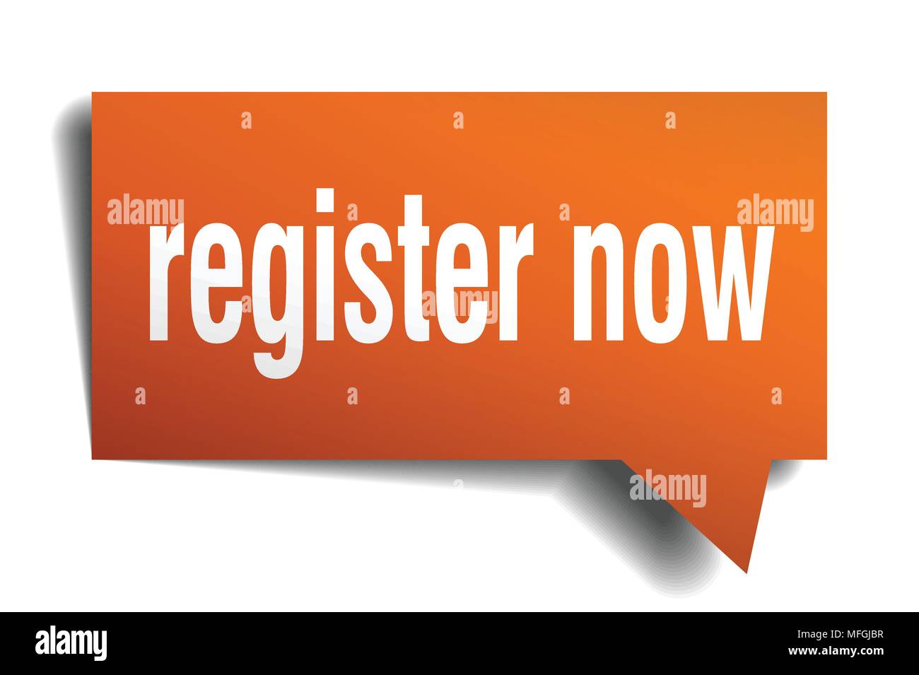 register now orange 3d square isolated speech bubble Stock Vector Image ...