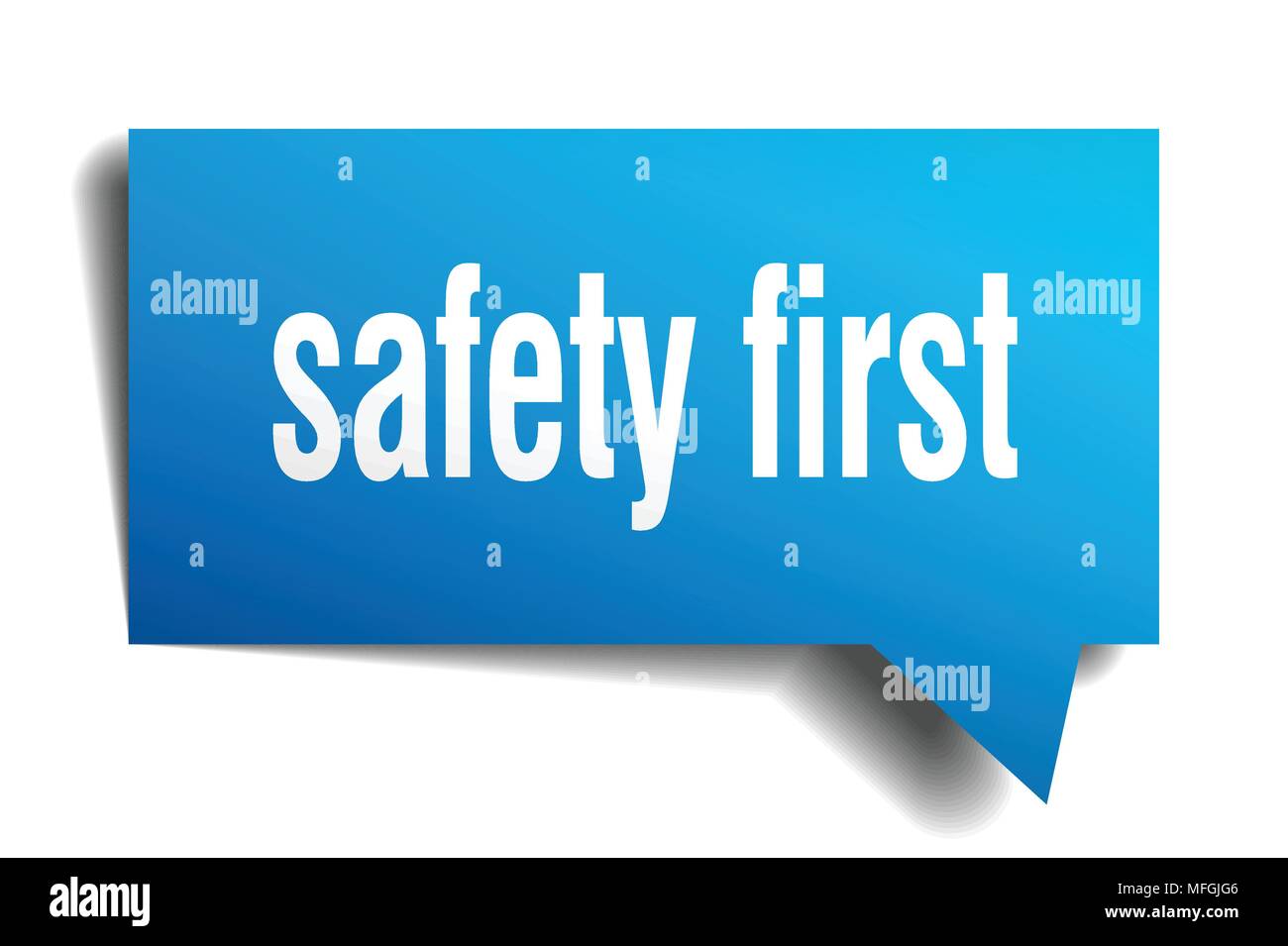 safety first blue 3d square isolated speech bubble Stock Vector Image ...