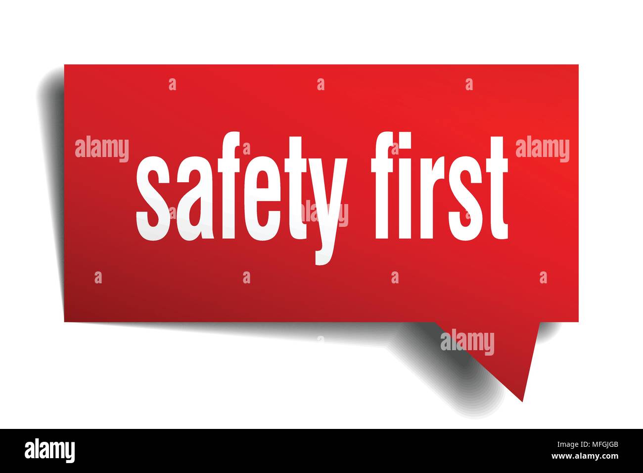 safety first red 3d square isolated speech bubble Stock Vector Image ...