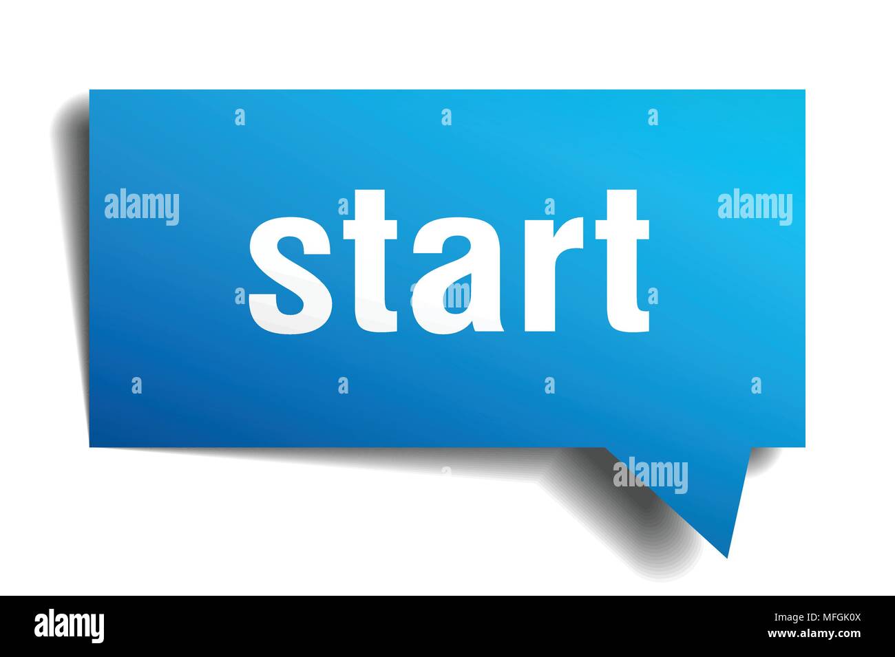start blue 3d square isolated speech bubble Stock Vector Image & Art ...