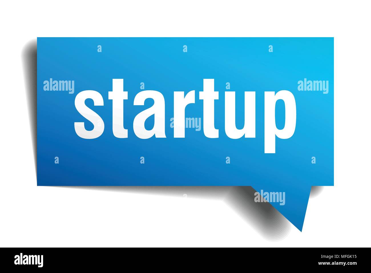 startup blue 3d square isolated speech bubble Stock Vector Image & Art ...