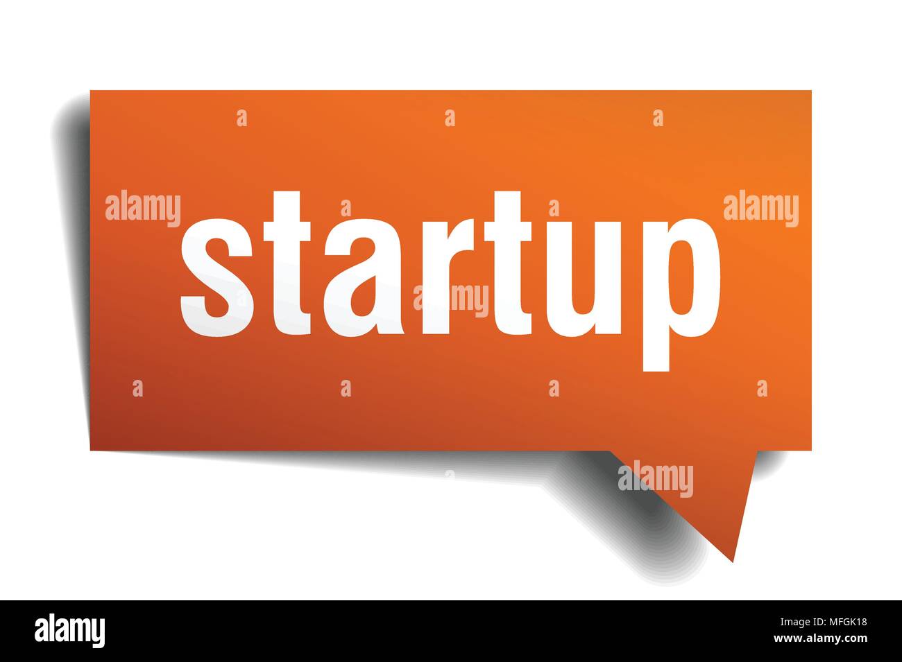 startup orange 3d square isolated speech bubble Stock Vector Image ...