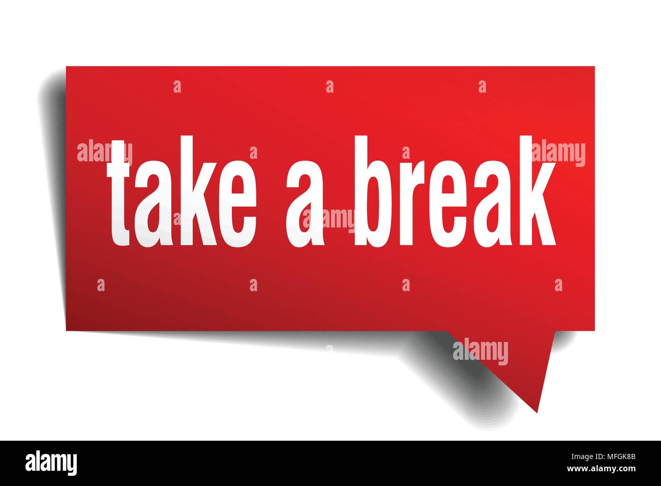 take a break red 3d square isolated speech bubble Stock Vector Image ...