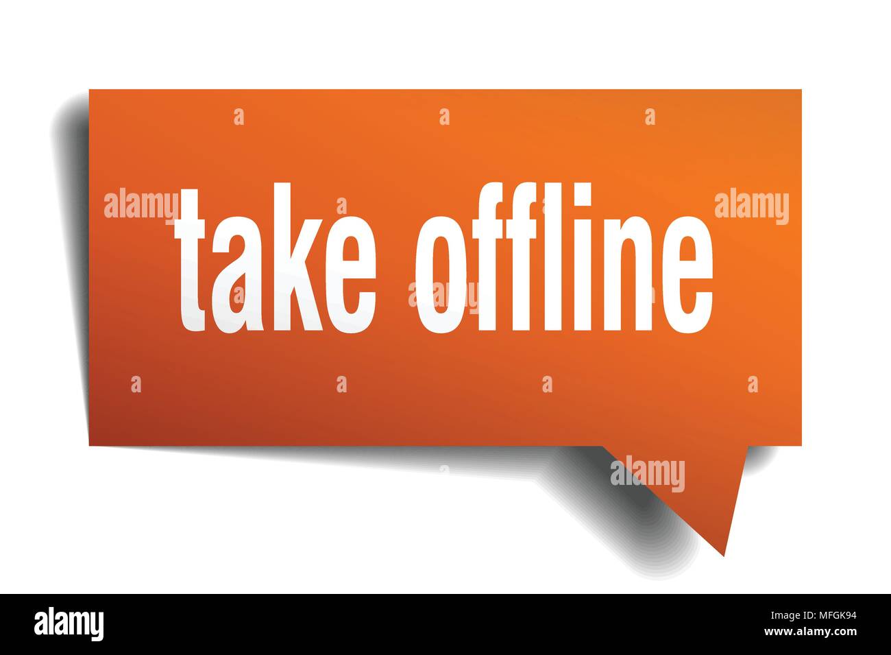 take offline orange 3d square isolated speech bubble Stock Vector Image ...