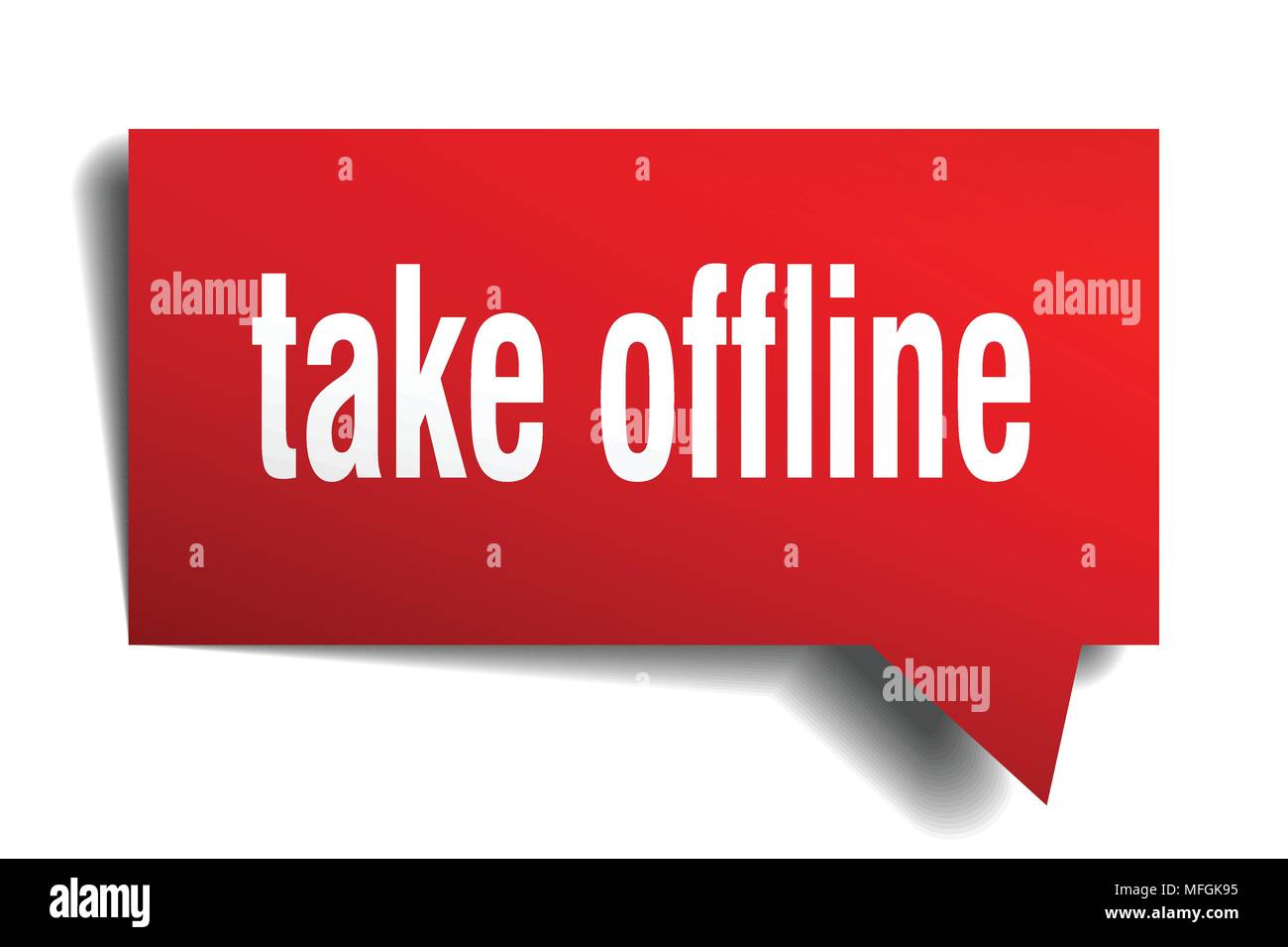 take offline red 3d square isolated speech bubble Stock Vector Image ...